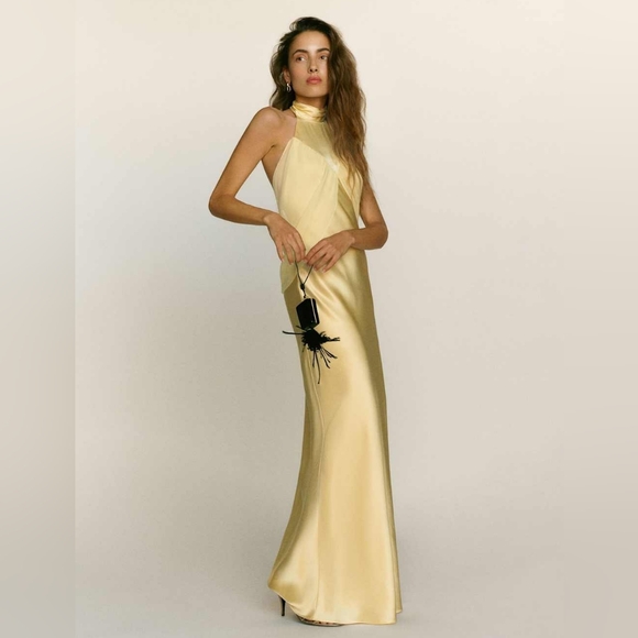 Reformation | Dresses | Reformation Dorcas Satin Dress In Yellow | Poshmark